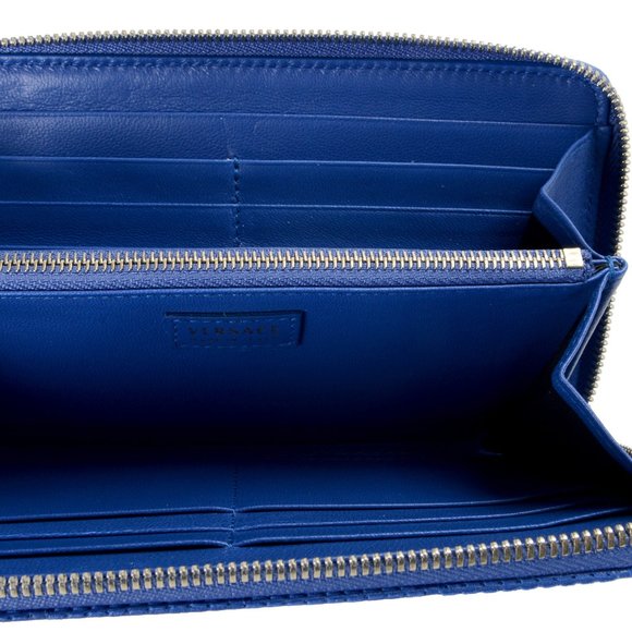 Versace | Bags | Versace 0 Leather Blue Womens Wallet | Poshmark